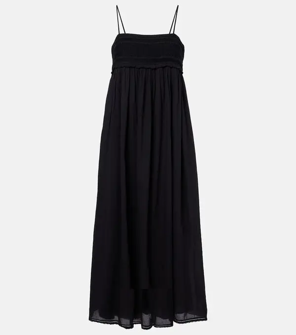 Posse Danielle Lace-trimmed Cotton Midi Dress - Black