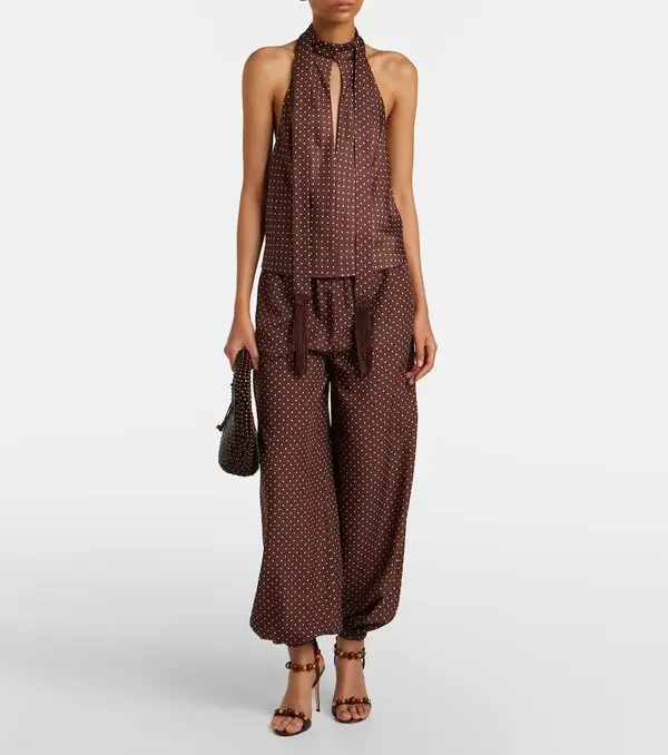 Posse Evie Polka-dot Balloon Pants - Brown