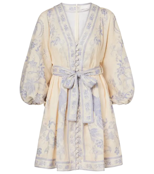 Zimmermann Indra Floral Linen Minidress - White