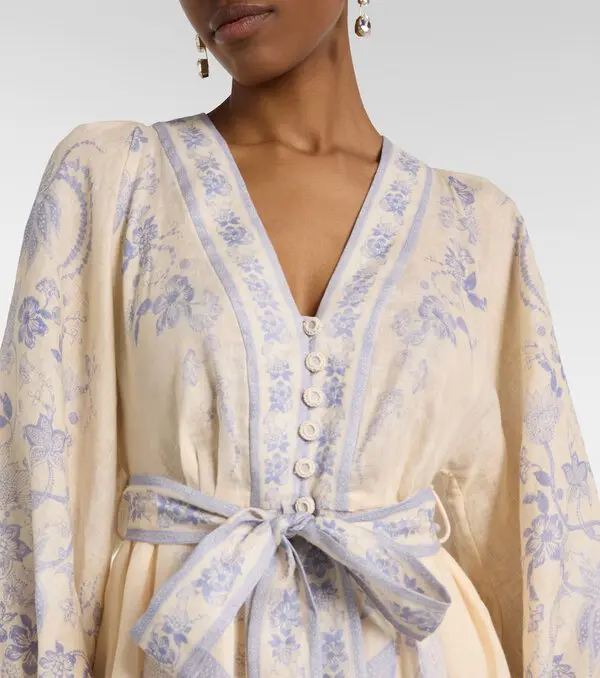 Zimmermann Indra Floral Linen Minidress - White
