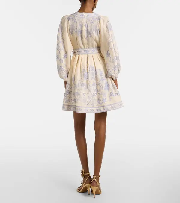Zimmermann Indra Floral Linen Minidress - White