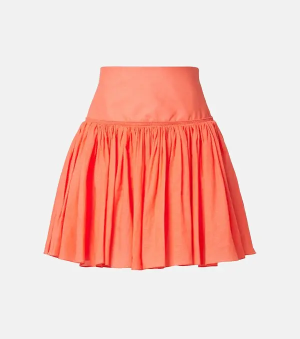 Alaïa Gathered Cotton And Linen Miniskirt - Orange