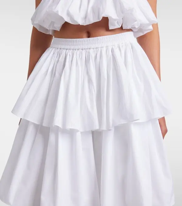 Alaïa Tiered Cotton Midi Skirt