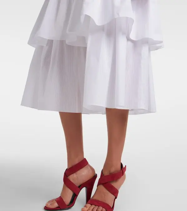 Alaïa Tiered Cotton Midi Skirt