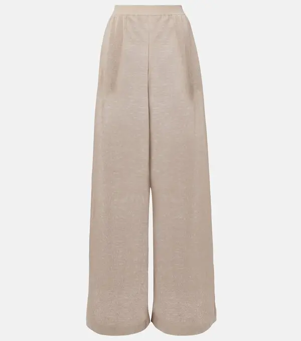 Alaïa Linen And Silk Wide-leg Pants - Beige