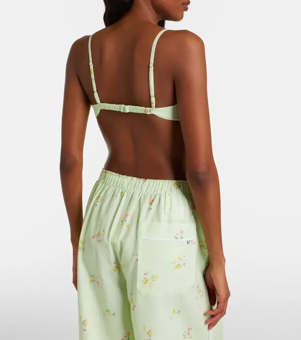 Prada Floral Lace-trimmed Cotton Bra Top