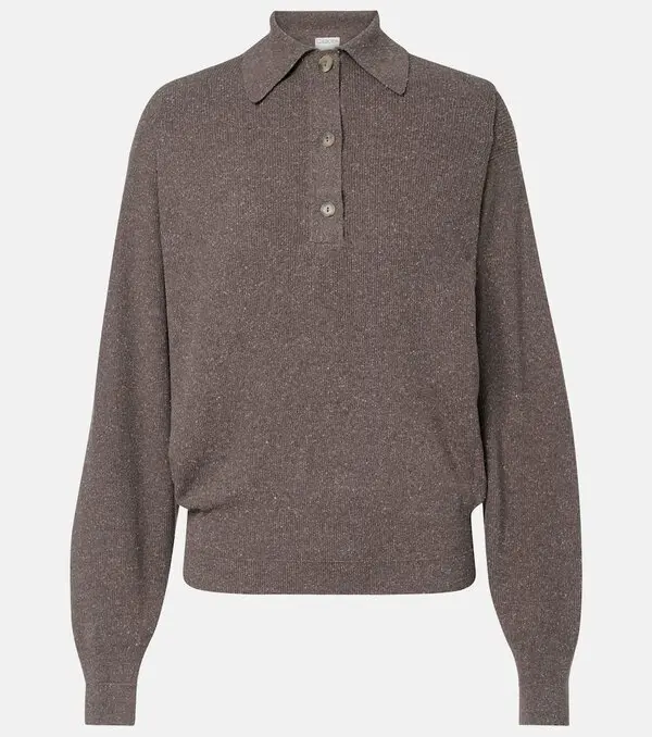 Calvin Klein Helga Silk Polo Sweater - Brown