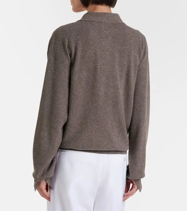 Calvin Klein Helga Silk Polo Sweater - Brown