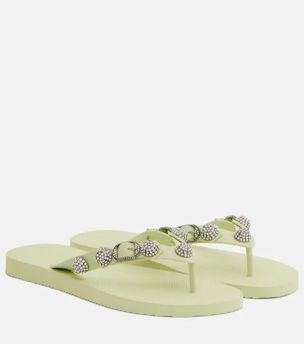 Balenciaga Embellished Thong Sandals - Green