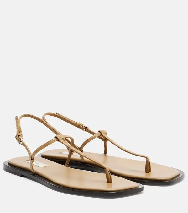 TOTEME Leather Thong Sandals - Beige