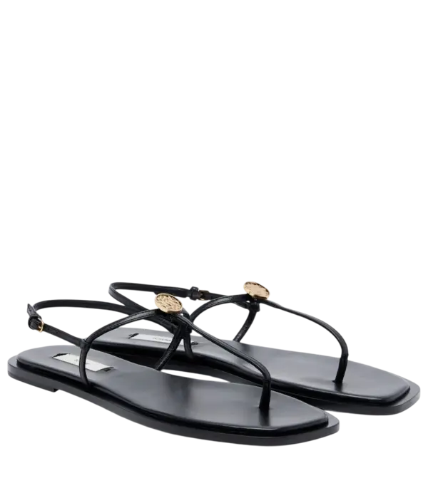 TOTEME Leather Thong Sandals - Black