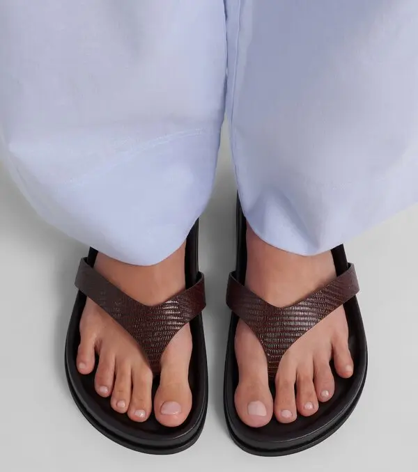 TOTEME Leather Thong Sandals - Brown