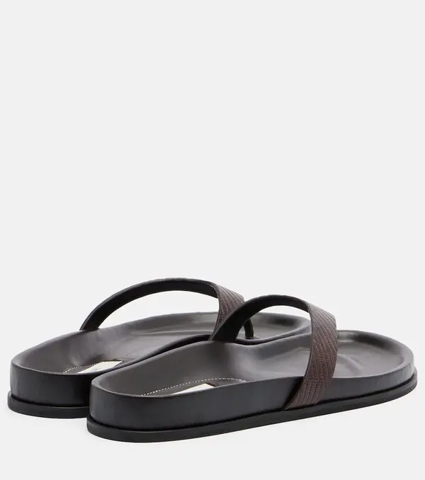 TOTEME Leather Thong Sandals - Brown