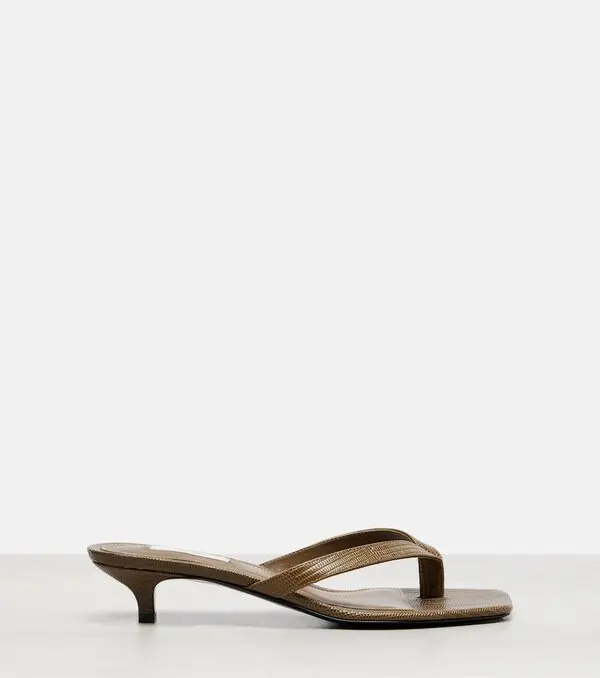 TOTEME Leather Thong Sandals - Brown