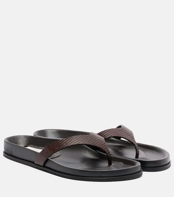 TOTEME Leather Thong Sandals - Brown