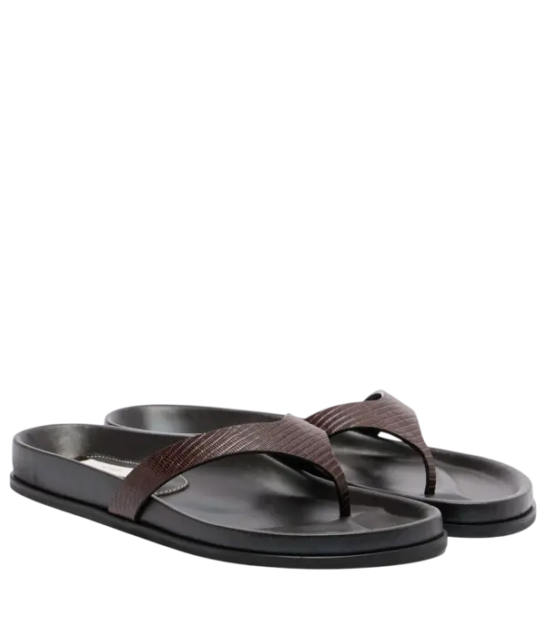 TOTEME Leather Thong Sandals - Brown