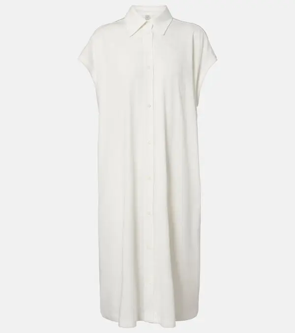 TOTEME Cotton Jersey Shirt Dress - White