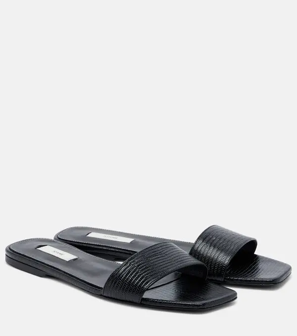TOTEME Leather Slides - Black