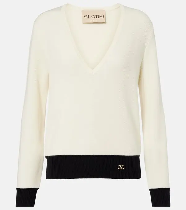 Valentino Garavani Vlogo Wool-blend Sweater - White