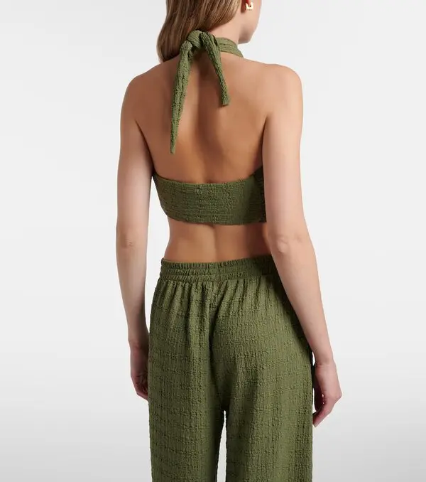 Jade Swim Ayli̇n Halterneck Seersucker Crop Top