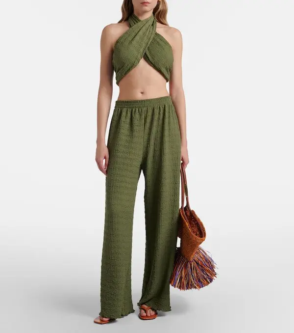 Jade Swim Ayli̇n Halterneck Seersucker Crop Top