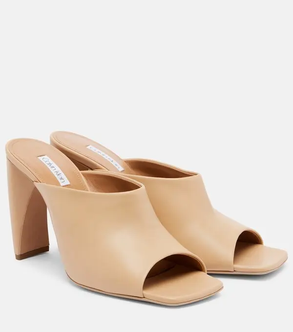 Calvin Klein Palma Leather Mules - Beige
