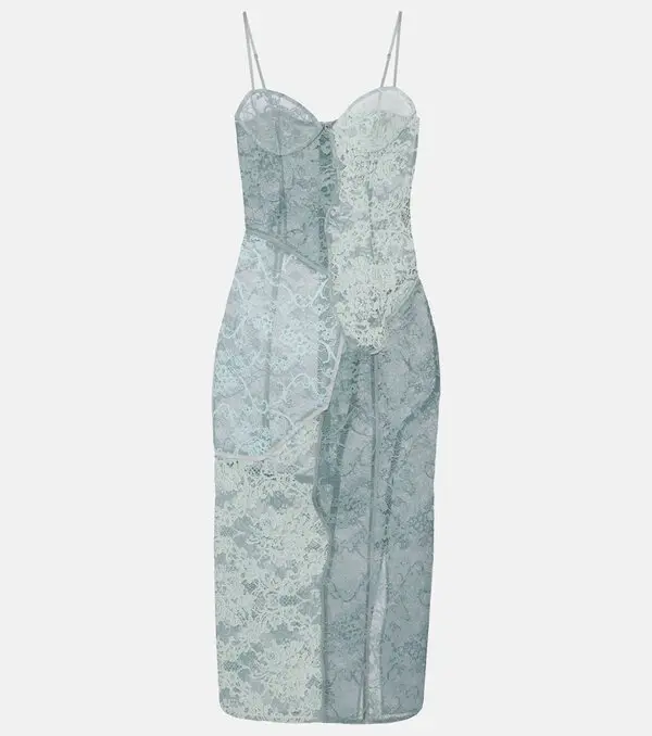 Acne Studios Paneled Lace Midi Dress - Blue