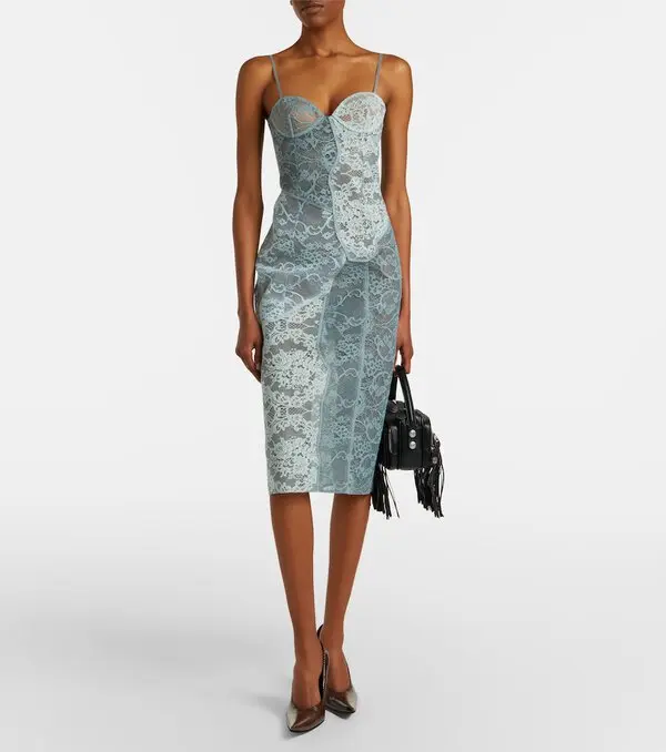 Acne Studios Paneled Lace Midi Dress