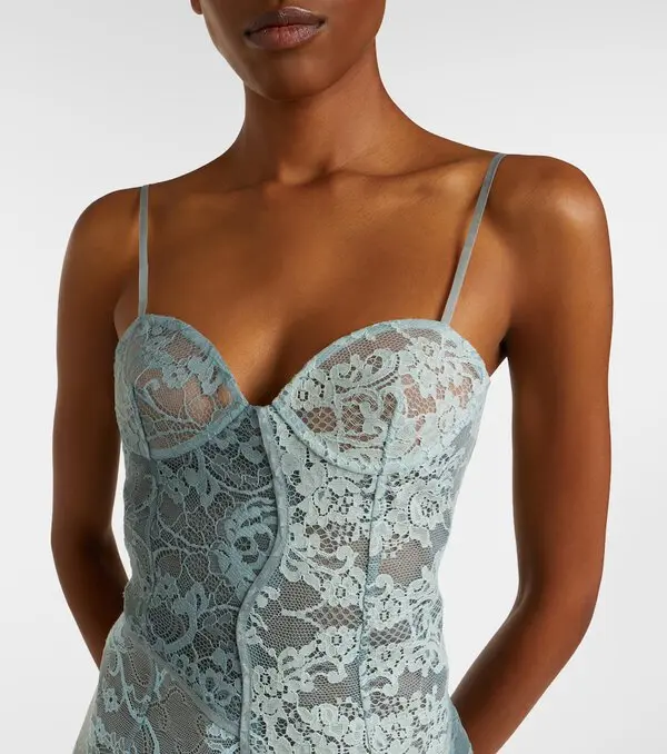 Acne Studios Paneled Lace Midi Dress