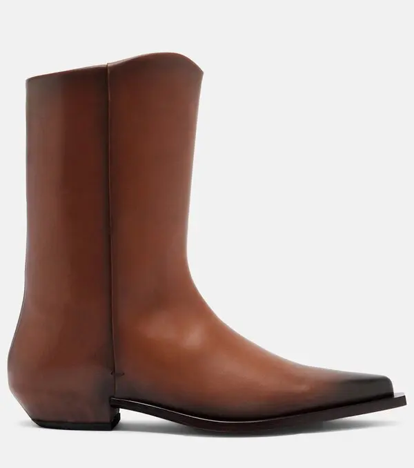 Calvin Klein Tan Leather Cowboy Boots