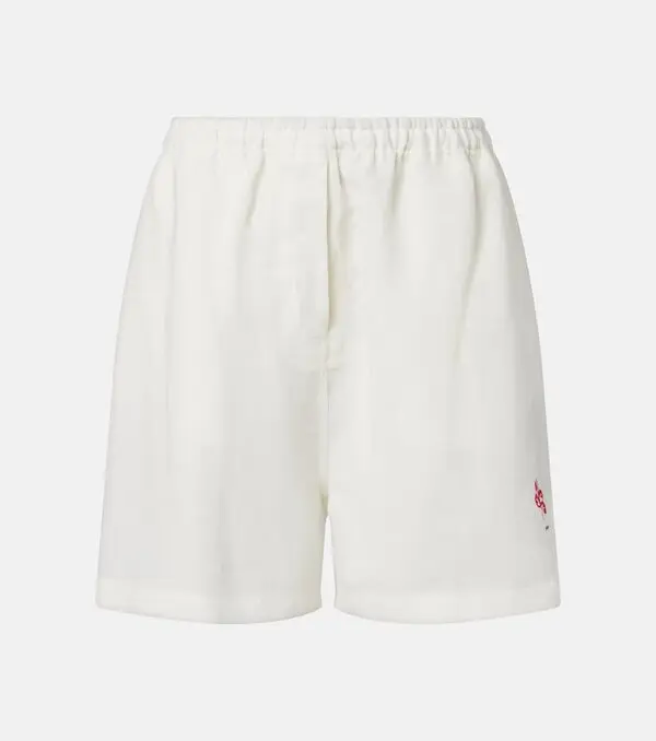 Prada Embroidered Linen Shorts