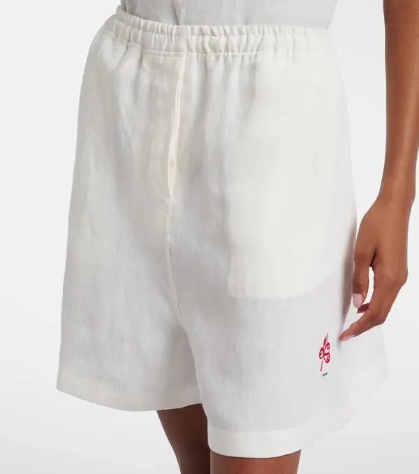 Prada Embroidered Linen Shorts