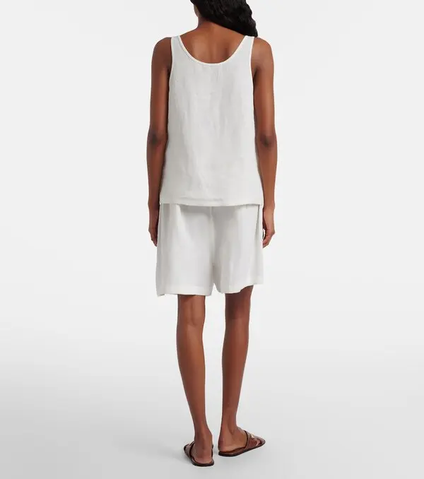 Prada Embroidered Linen Shorts