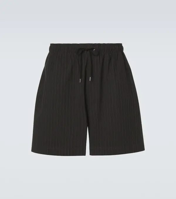Studio Nicholson Starboard Striped Cotton And Wool Shorts - Black