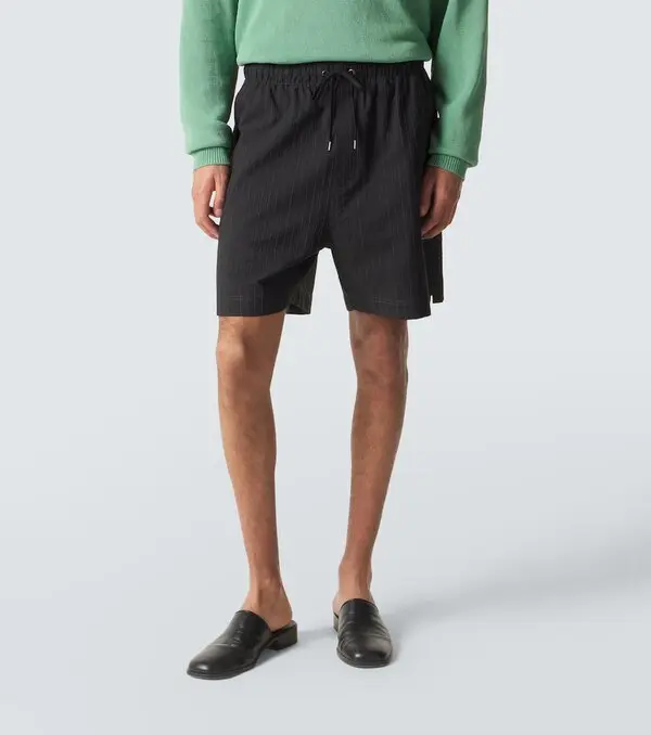 Studio Nicholson Starboard Striped Cotton And Wool Shorts