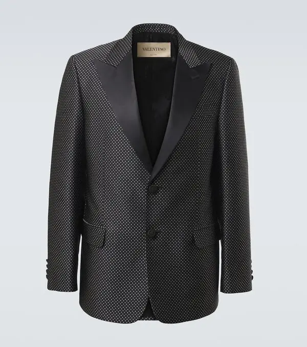Valentino Garavani Polka-dot Jacquard Tuxedo Jacket - Black