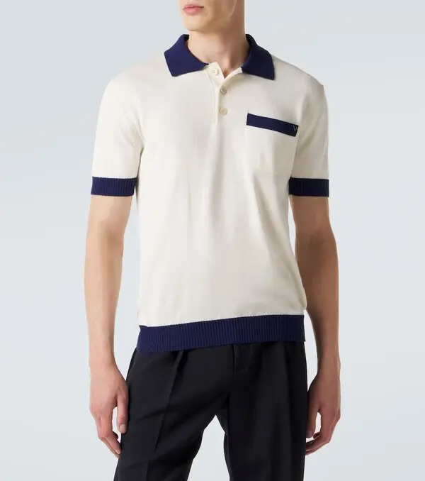 Valentino Garavani Vgold Cotton Polo Shirt - White
