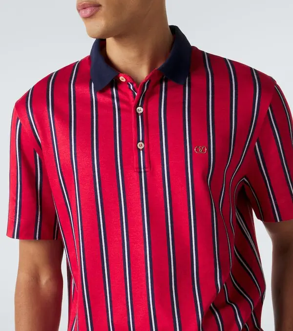 Valentino Garavani Vlogo Striped Polo Shirt - Red