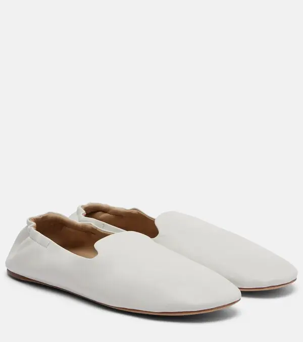 THE ROW Casa Leather Slipper - White