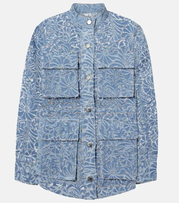 Veronica Beard Lane Floral Denim Jacket - Blue