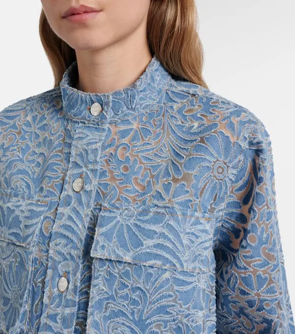 Veronica Beard Lane Floral Denim Jacket - Blue
