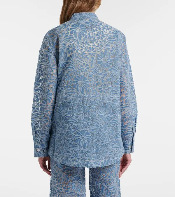 Veronica Beard Lane Floral Denim Jacket - Blue