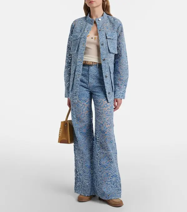 Veronica Beard Lane Floral Denim Jacket - Blue