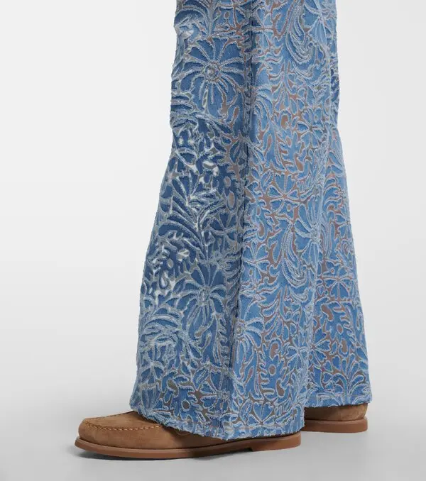 Veronica Beard Taylor Floral Wide-leg Jeans - Blue