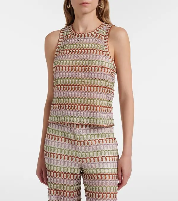 Veronica Beard Rhett Crochet Tank Top