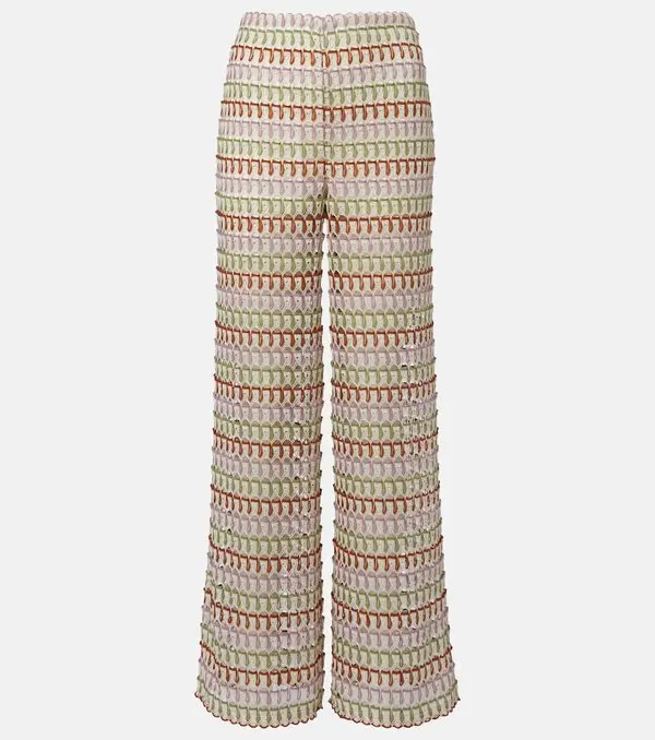 Veronica Beard Fatima Crochet Wide-leg Pants - Multicoloured