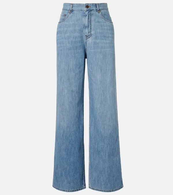 Miu Miu Chambray Wide-leg Pants - Blue