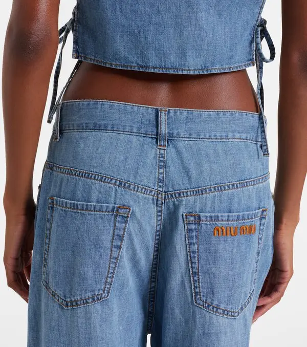 Miu Miu Chambray Wide-leg Pants