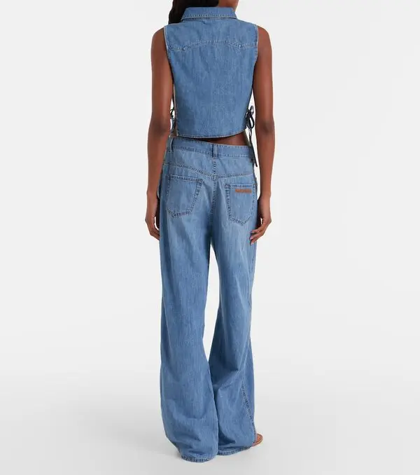 Miu Miu Chambray Wide-leg Pants
