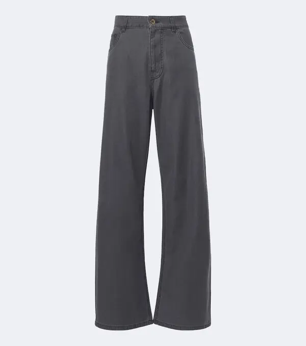 Miu Miu Chambray Wide-leg Pants - Grey